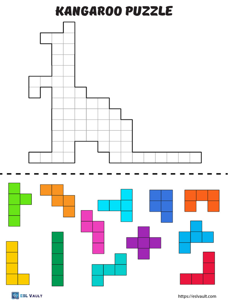 Printable Tetris Puzzle Kangaroo | PDF