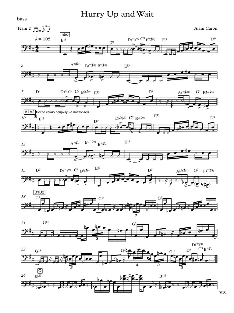 Hurry Up and Wait - Bass-1 | PDF