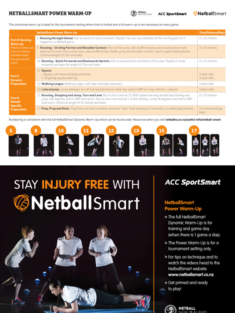 NetballSmart - Dynamic Warm-Up - Power Warm-Up | PDF