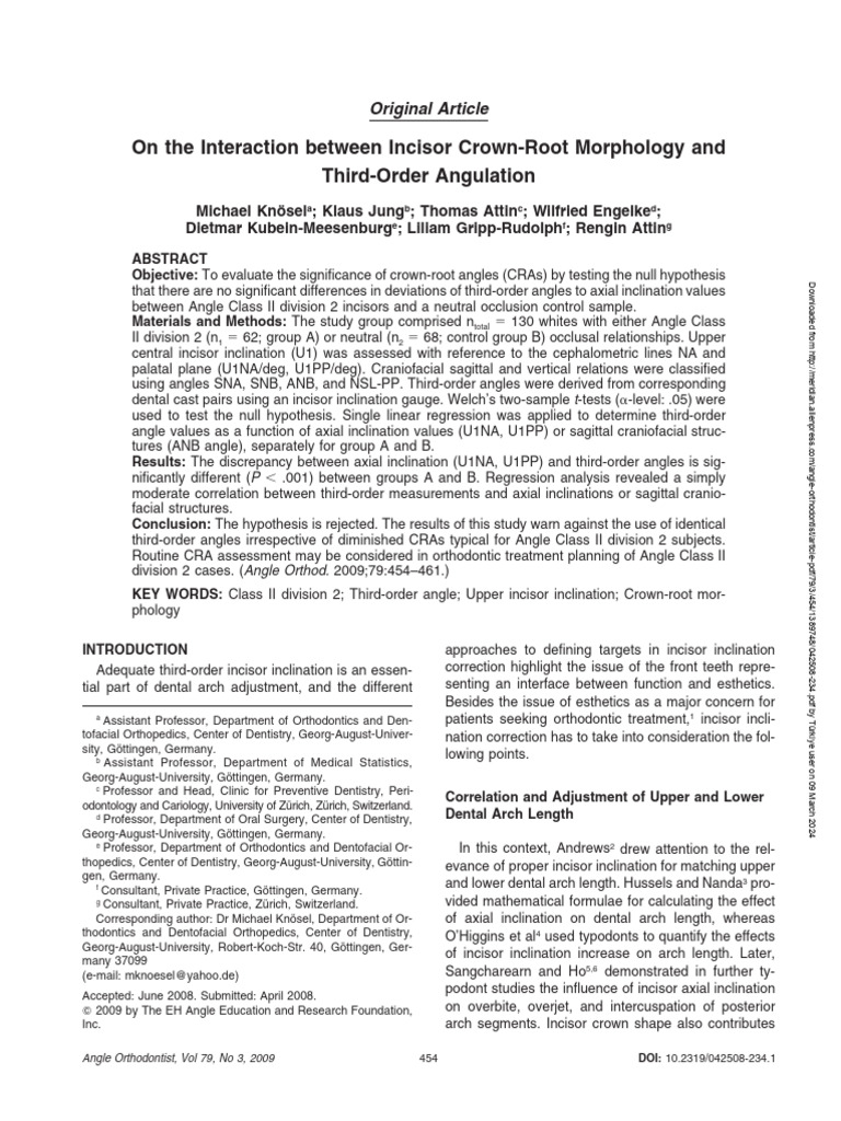 On The Interaction Between Incisor Crown-Root Morphology and Third ...