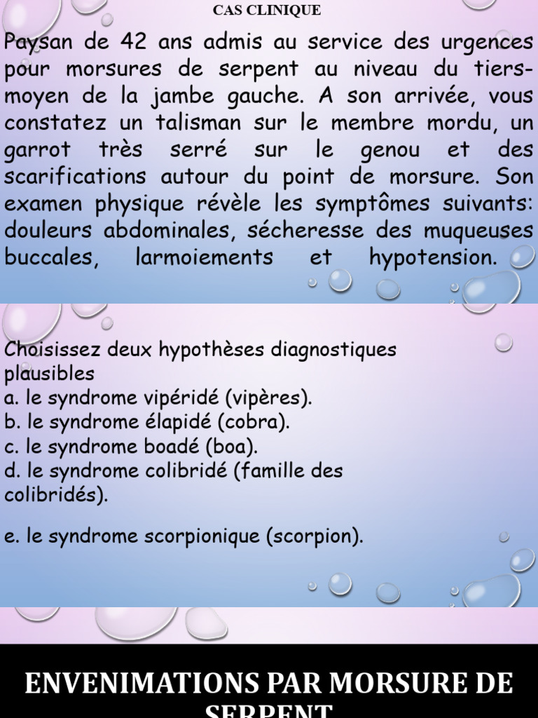Envenimations Par Morsure de Serpent Par Kone Sibiry | PDF | Médecine ...