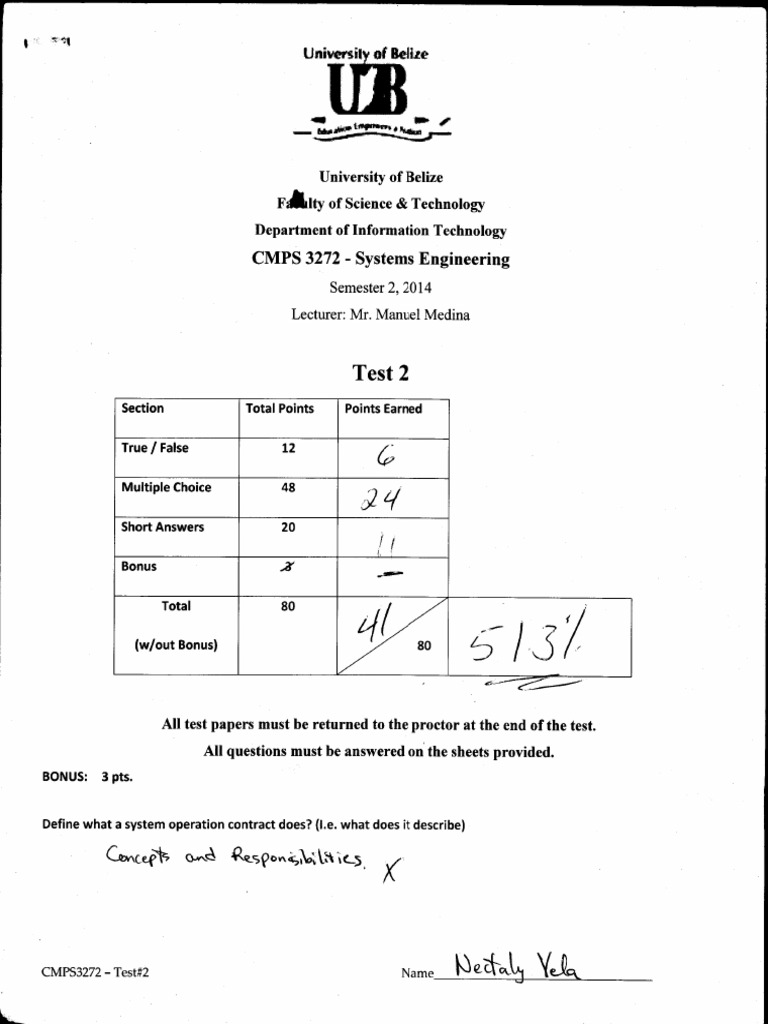 System Engineering Test 2 - 2015 | PDF