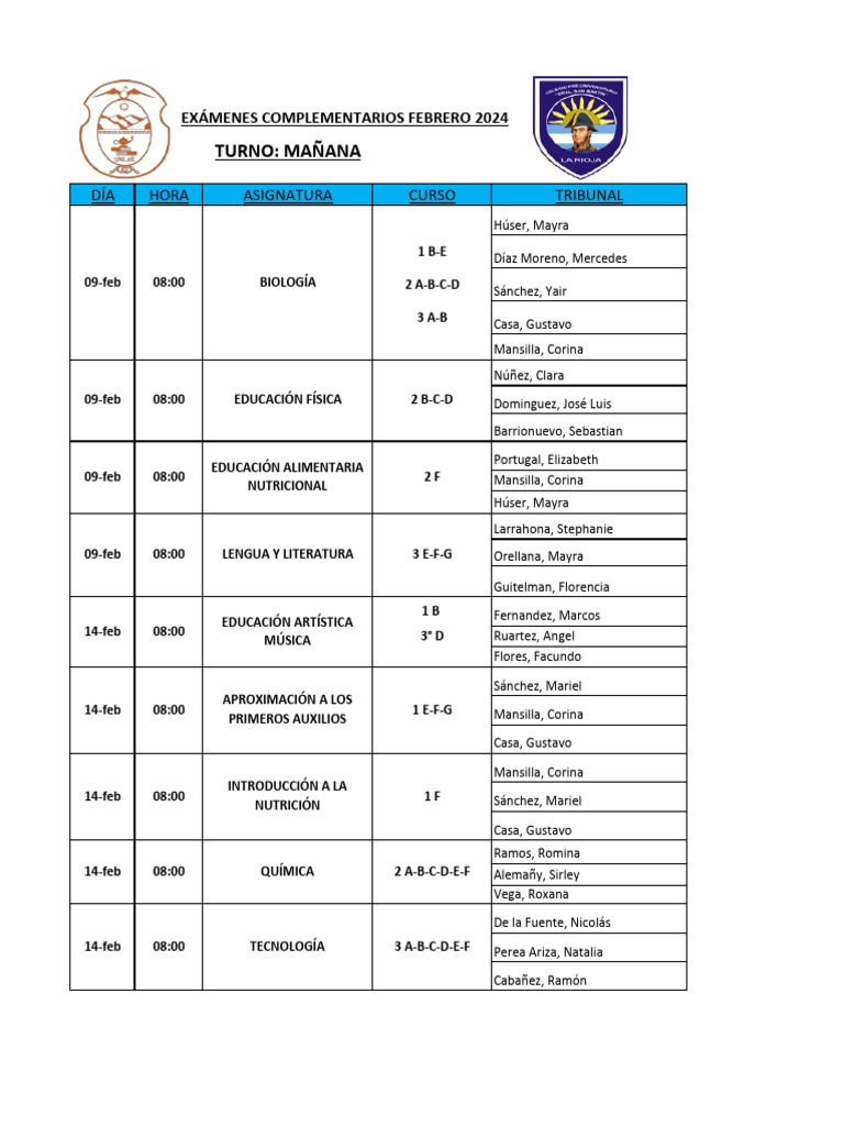Complementarias 2024 Con Tribunal | PDF