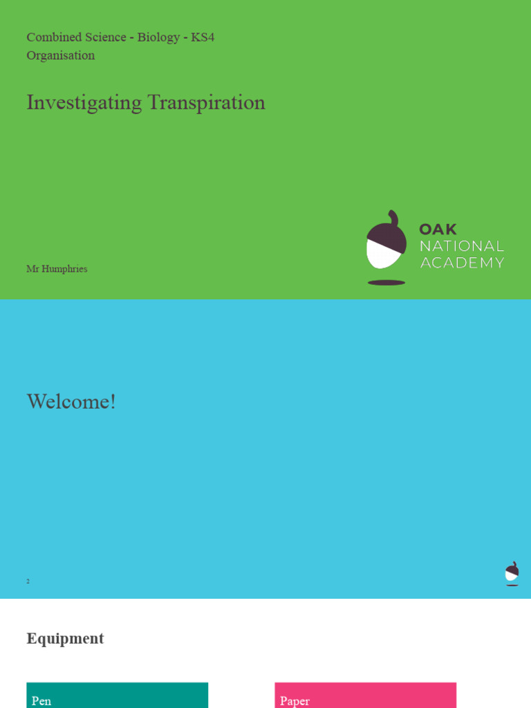 Investigating Transpiration - Presentation | PDF