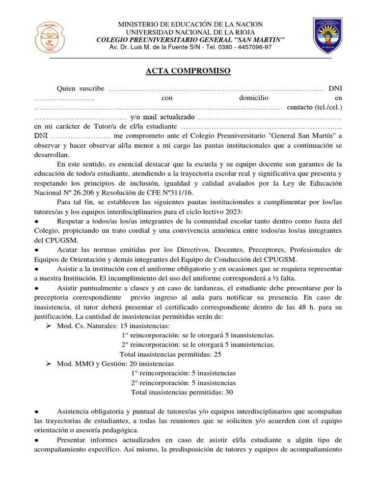 Acta Compromiso 2024 | PDF