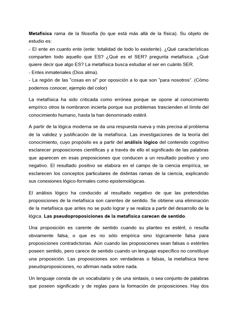 Carnap | PDF | Metafísica | Proposición