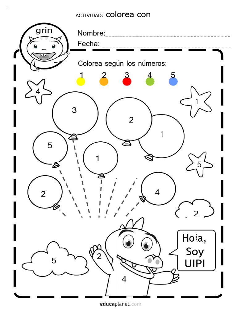 Colorea Globos Vocales Numeros Educaplanet | PDF
