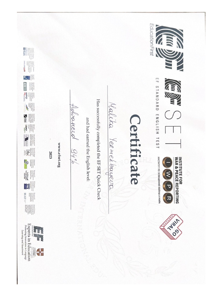 EF Certificate | PDF