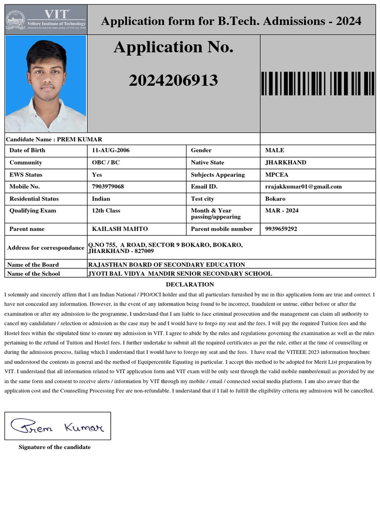 VIT Registration | PDF