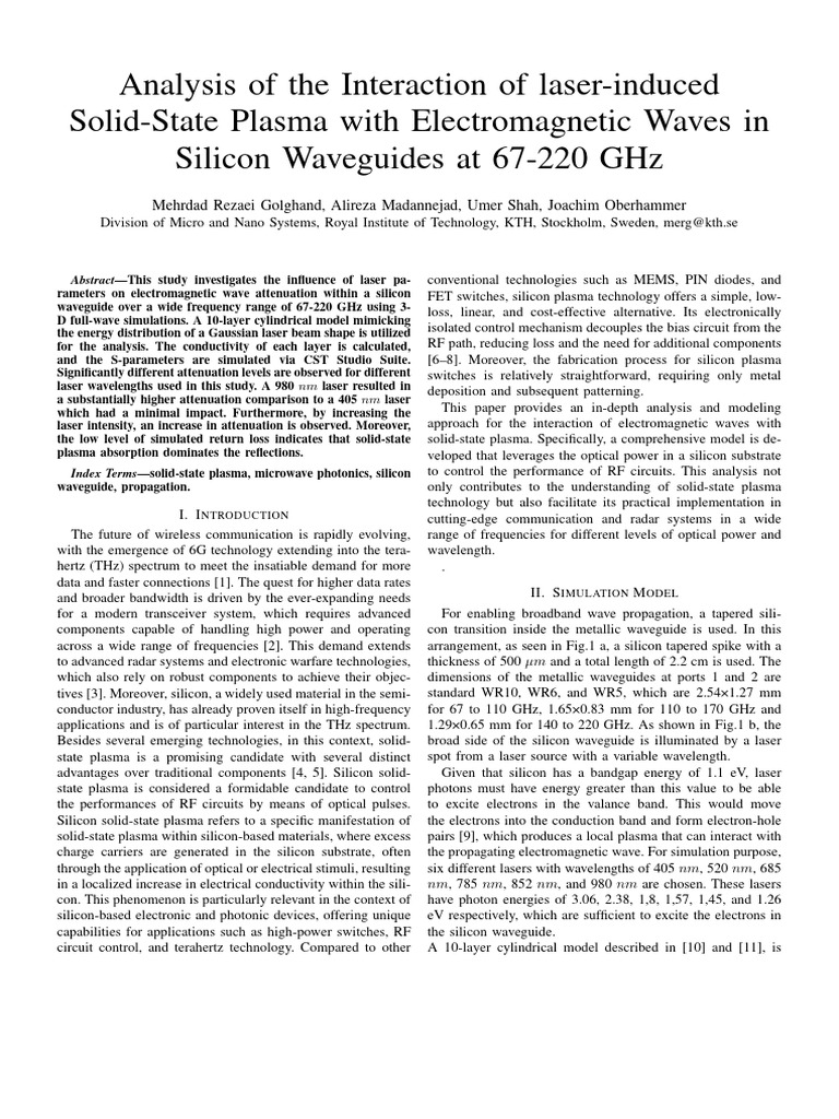Analysis of The Interaction of Laser-Induced Solid-State Plasma With ...
