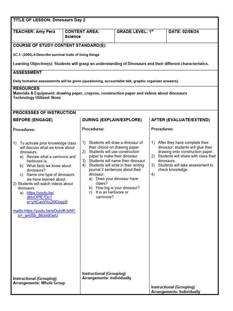 Dinosaurs Day 2 | Download Free PDF | Educational Assessment | Dinosaurs