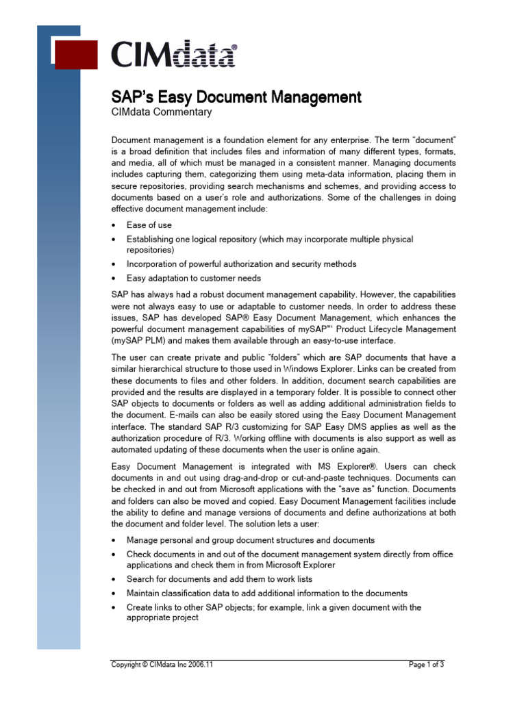 Easy Doc MGMT SAP - 0611-1 | PDF | Product Lifecycle | Software Engineering