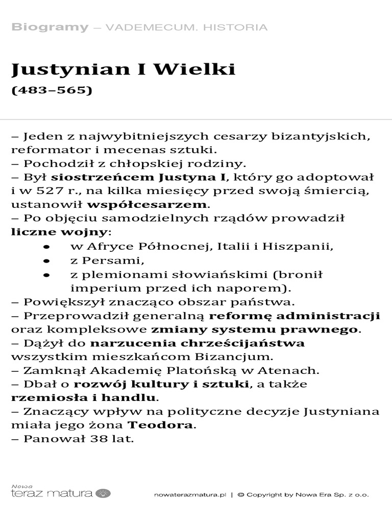 Biogram Justynian I Wielki | PDF