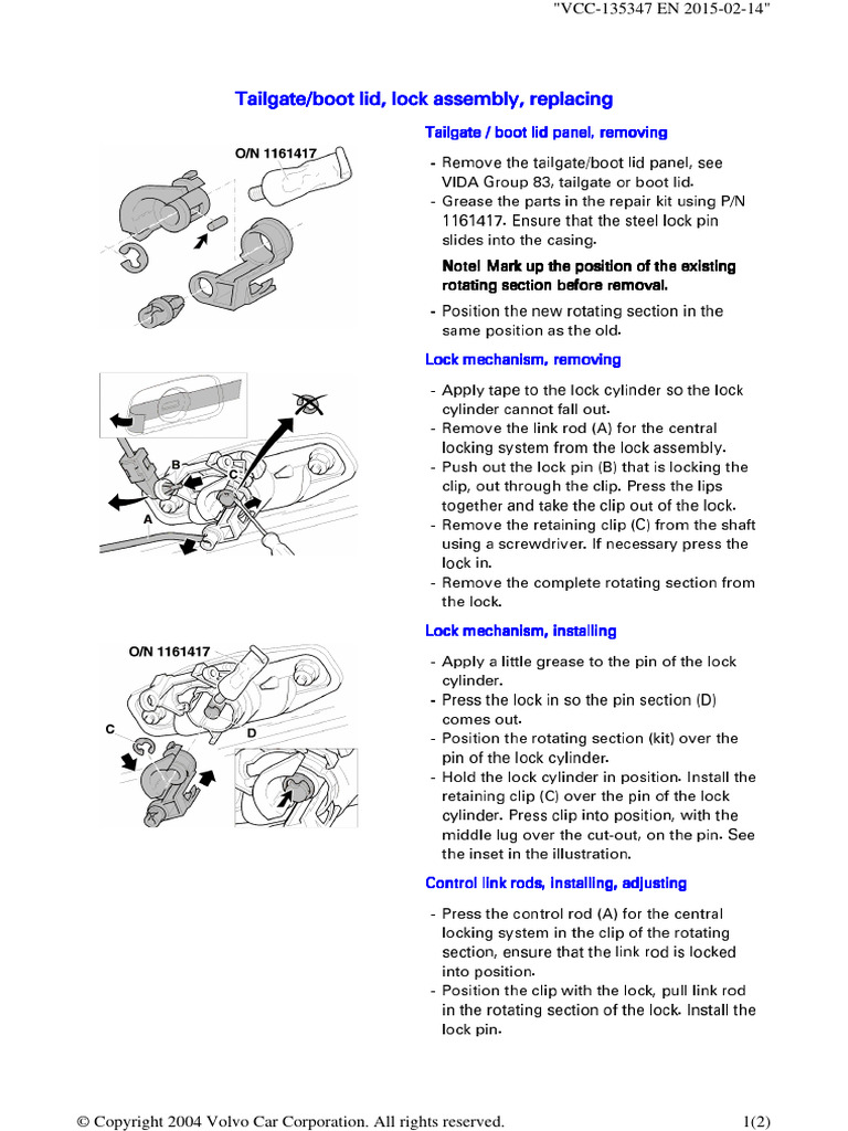 v40 Tailgate Lock Assembly Replacing | PDF