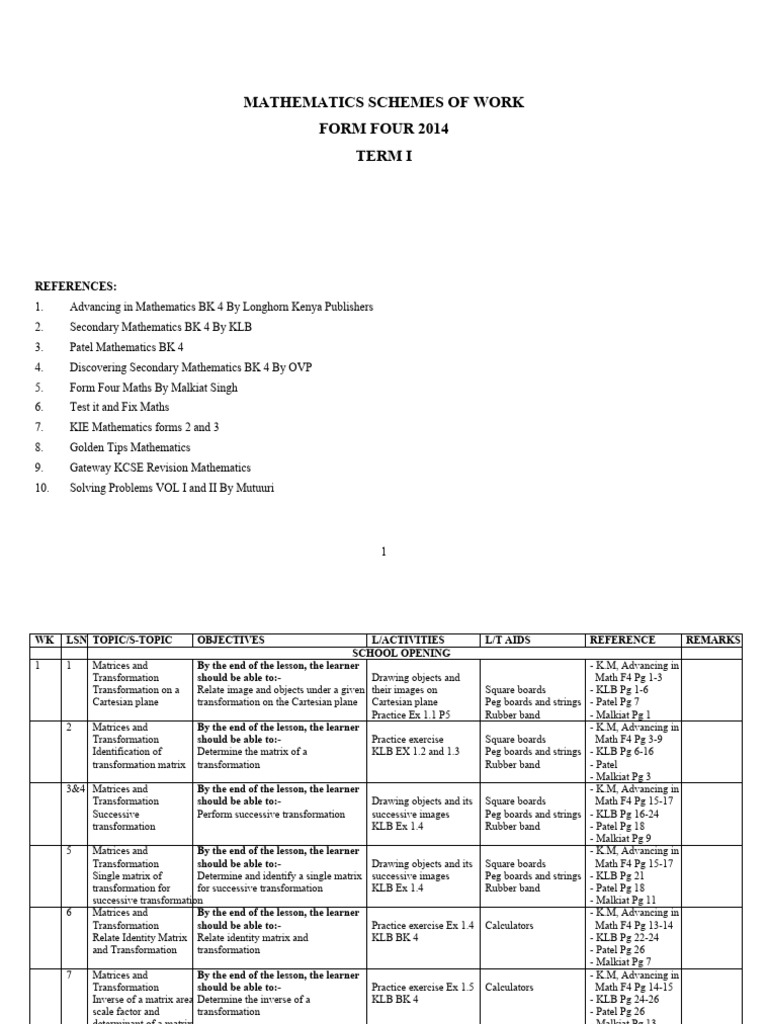 Math Scheme Form 4 | PDF | Trigonometry | Matrix (Mathematics)