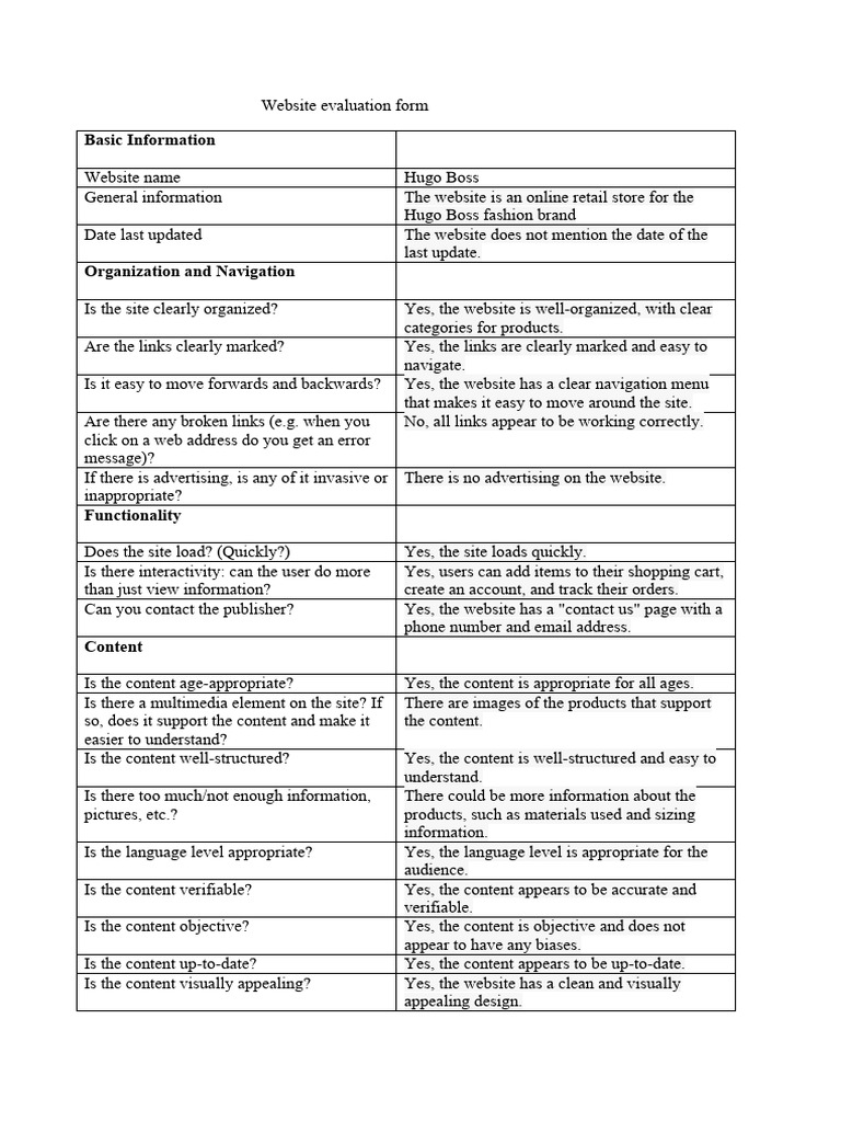 Website Evaluation Form For PRIf ISf and ITf 2023 03 | PDF | Websites ...