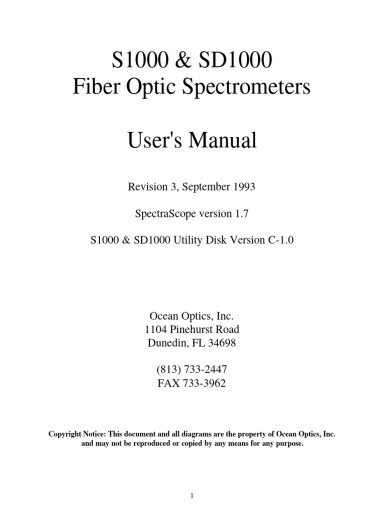 S-1000 Operating Instructions | PDF | Optical Fiber | Dos