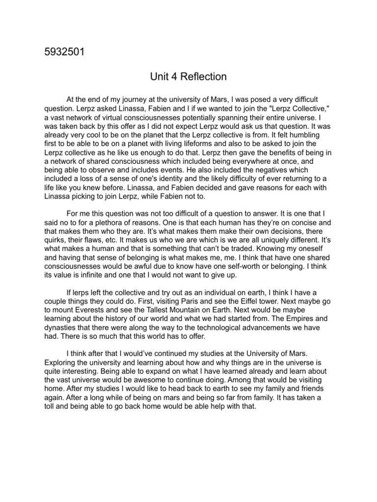Unit 4 Reflection | PDF