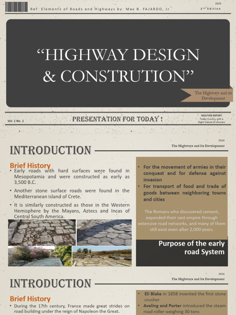 "Highway Design & Constrution": Presentation For Today ! | PDF