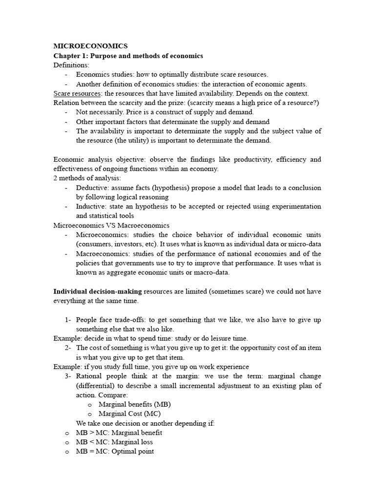 micronomics Chapter 1 | PDF | Economics | Microeconomics
