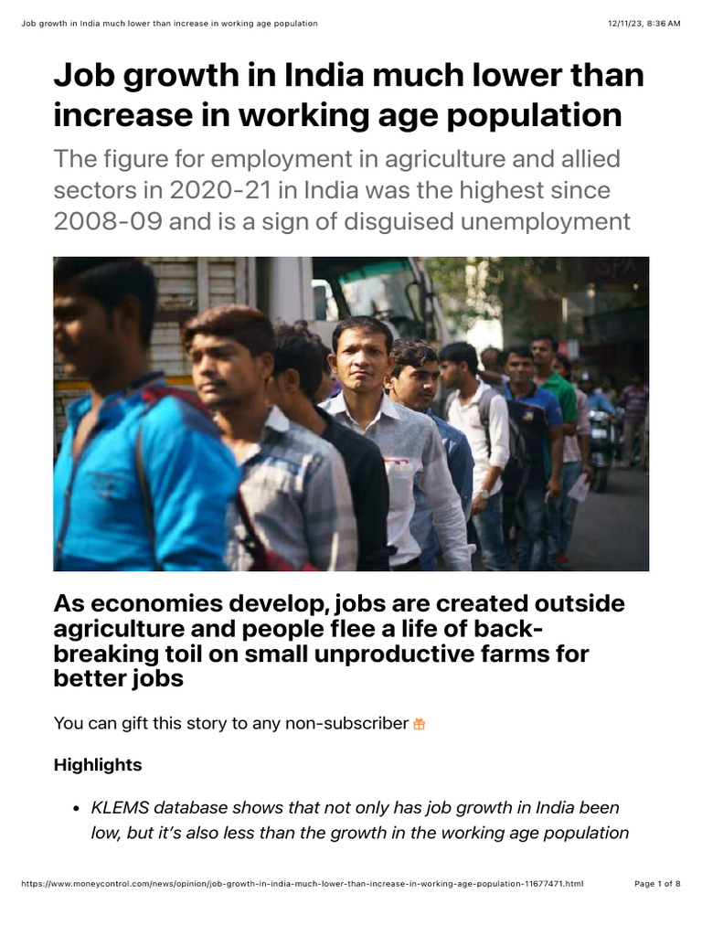 Job Growth in India Much Lower Than Increase in Working Age Population ... Job Growth in India Much Lower Than Increase in Working Age Population ...