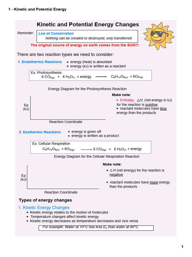 1 - Kinetic and Potential Energy | PDF | Chemical Kinetics | Mole (Unit)