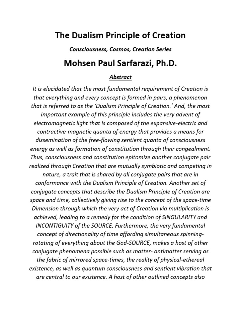 The Dualism Principle of Creation | PDF
