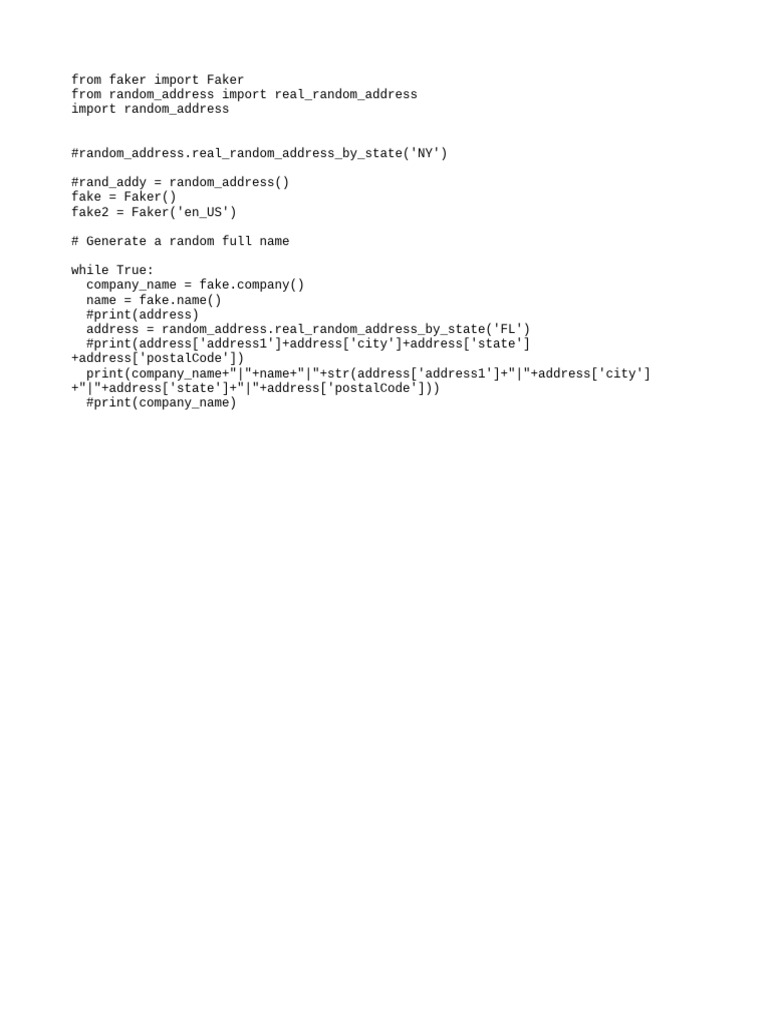 Address Generator | PDF