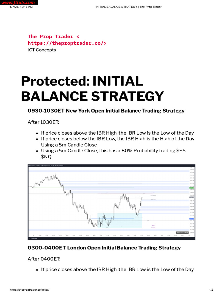 INITIAL BALANCE STRATEGY - The Prop Trader | PDF | Law