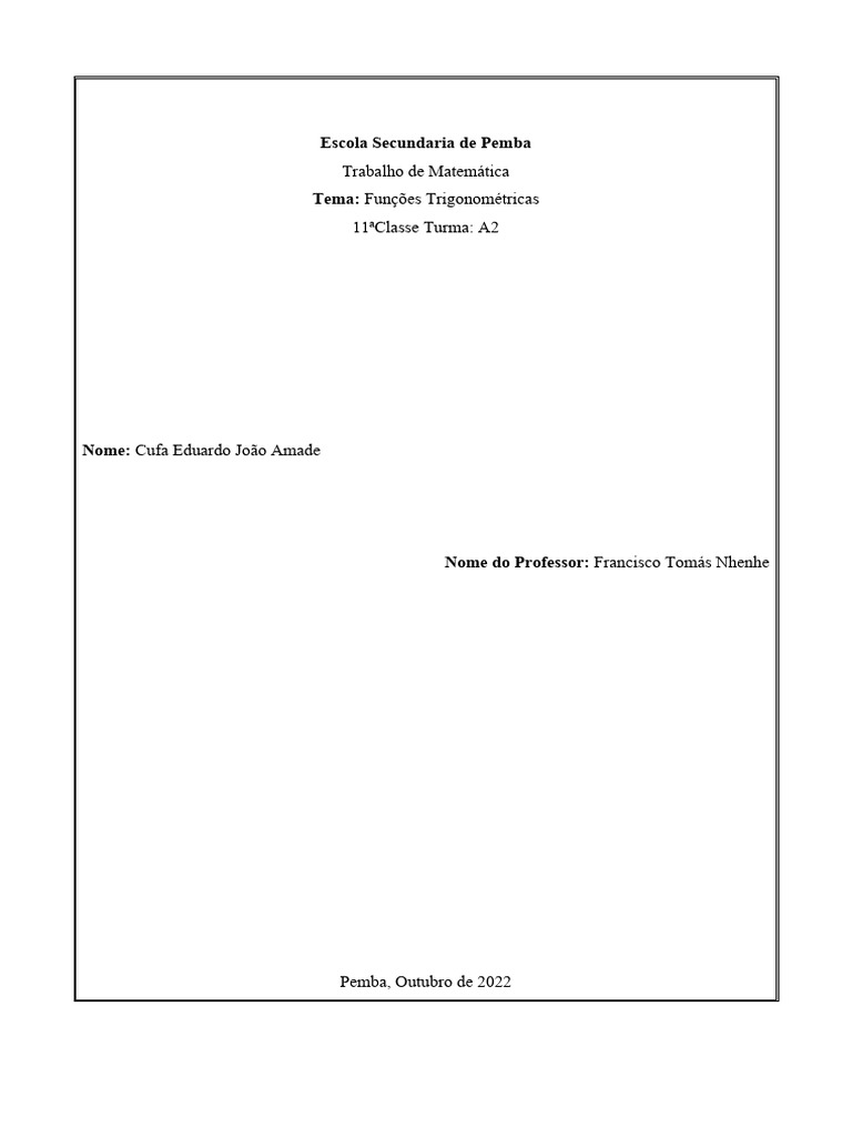 Funções Trigonométricas (Cufa) | Download grátis PDF | Trigonometria ... Funções Trigonométricas (Cufa) | Download grátis PDF | Trigonometria ...