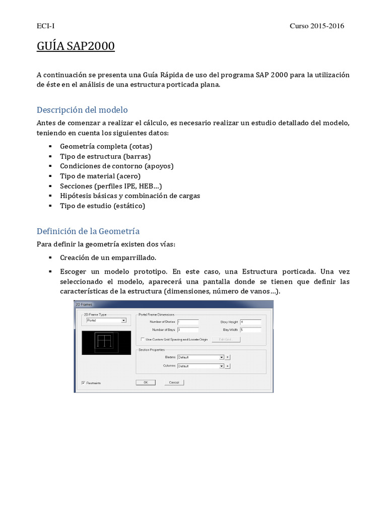 Guía SAP2000 | PDF | Acero | Geometría