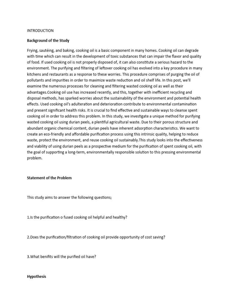 Purification of Used Cooking Oil WPS Office | PDF | Cooking Oil | Waste