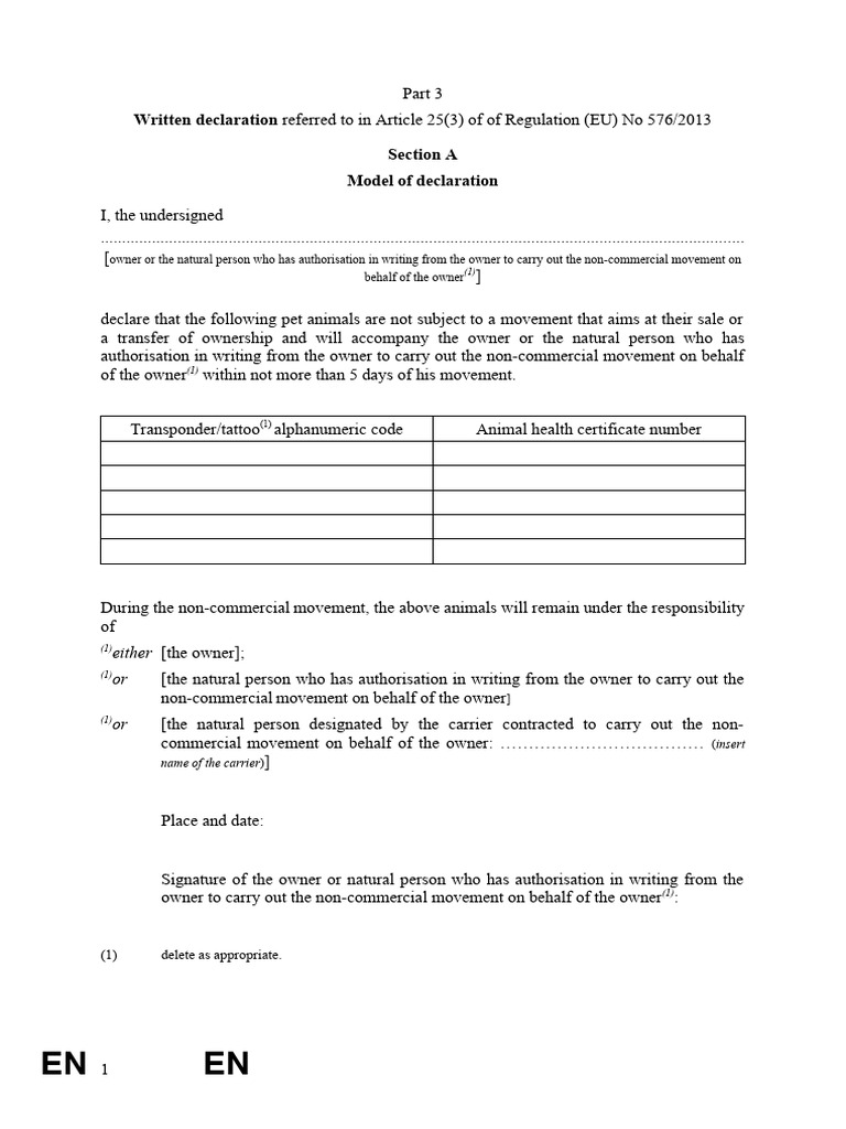 EN EN: Written Declaration Referred To in Article 25 (3) of of ...