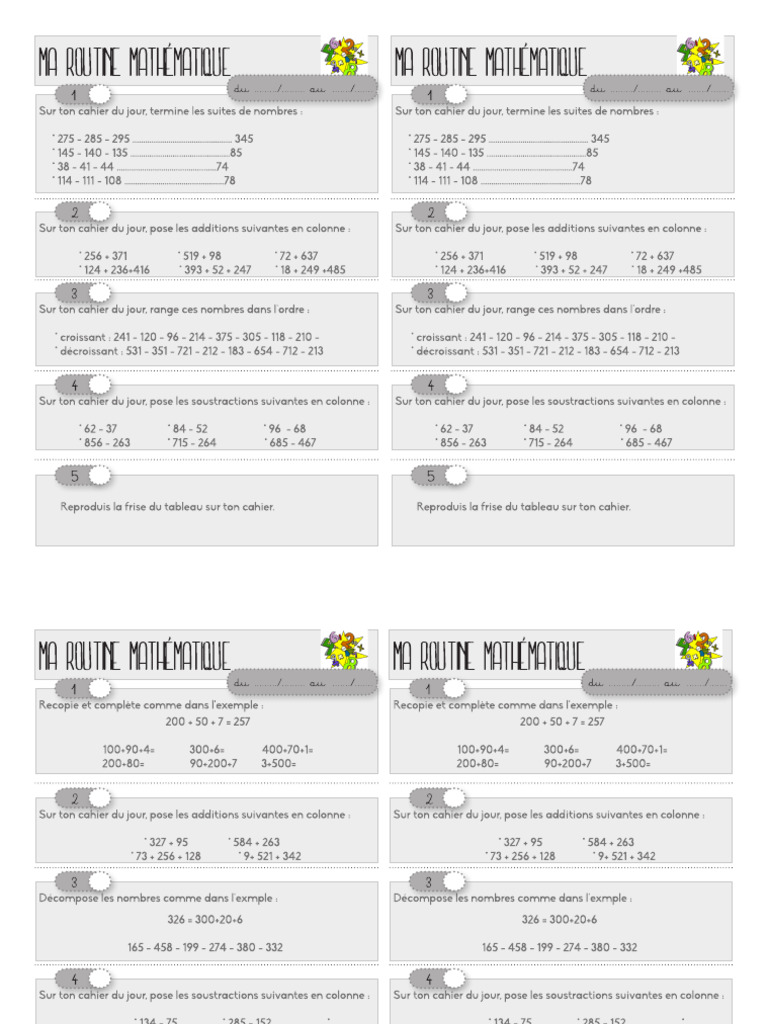 période 5 routine maths | PDF