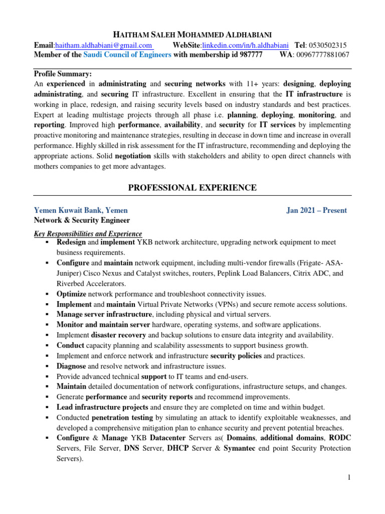 CV Haitham Aldhbaini Nov 29 | PDF | Computer Network | Computer Security