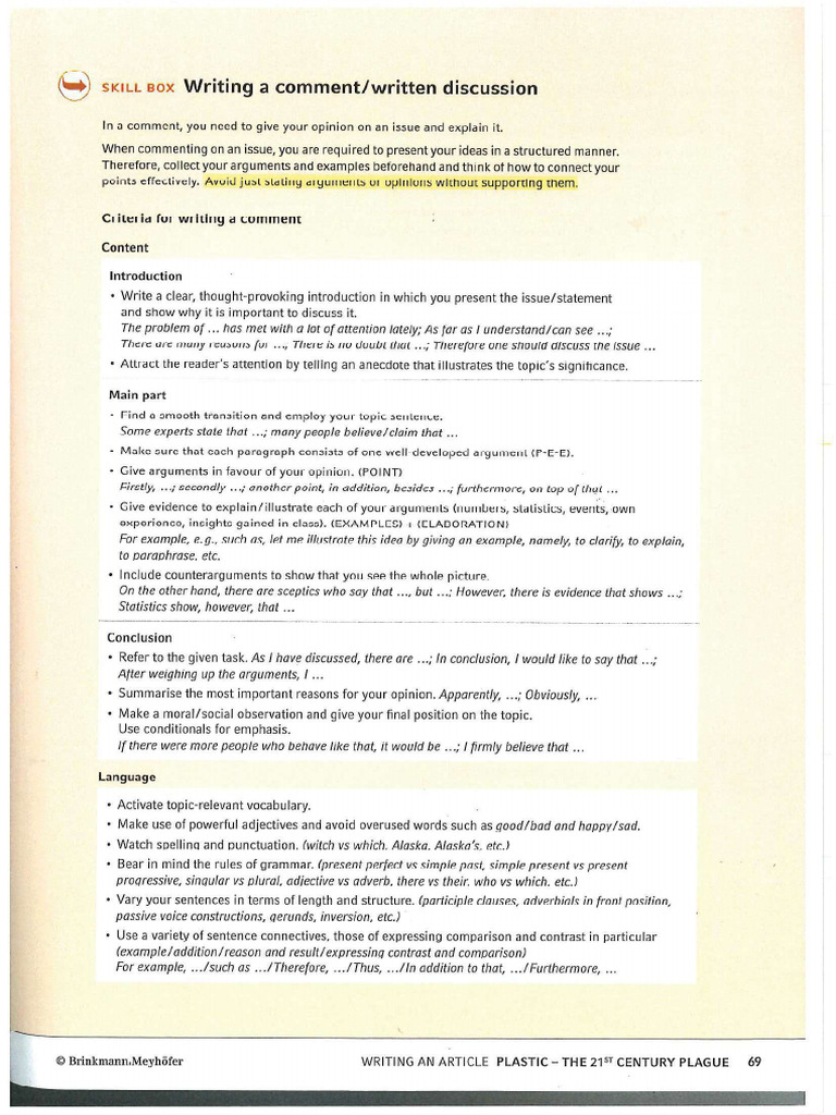 Writing a comment_written discussion | PDF