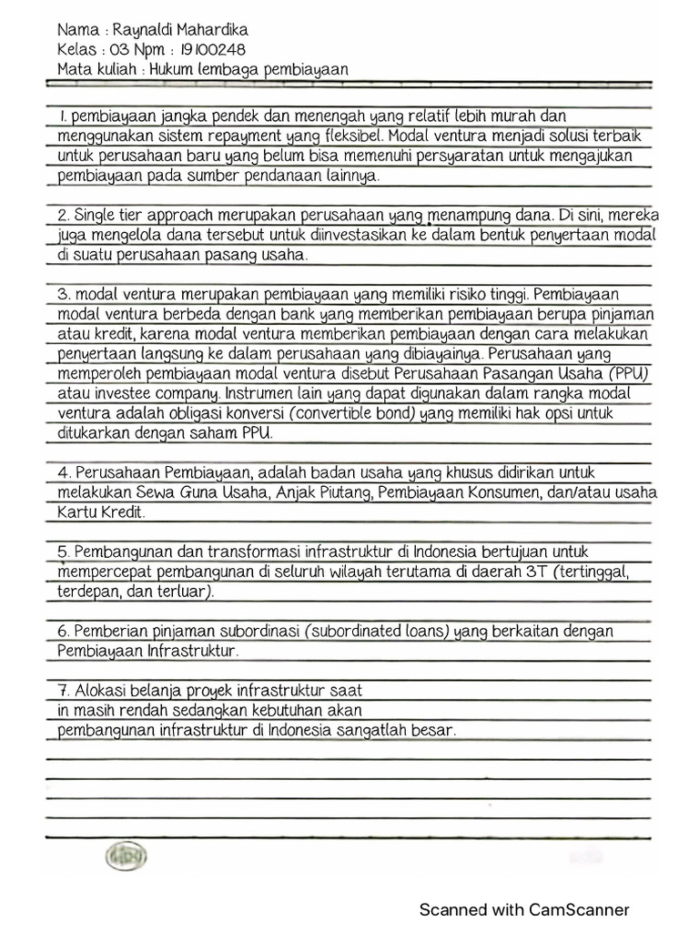 Uas HK Pembiayaaan Raynaldi | PDF