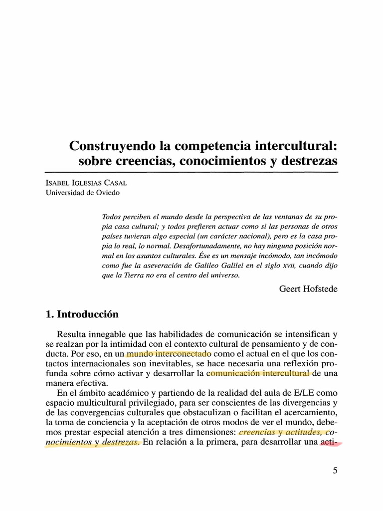 Construyendo La Competencia Intercultural | PDF | Comunicación no ...