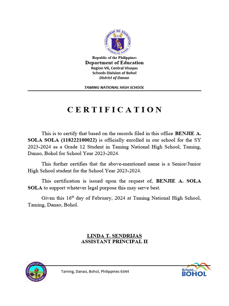 Certificate of Enrolment | PDF