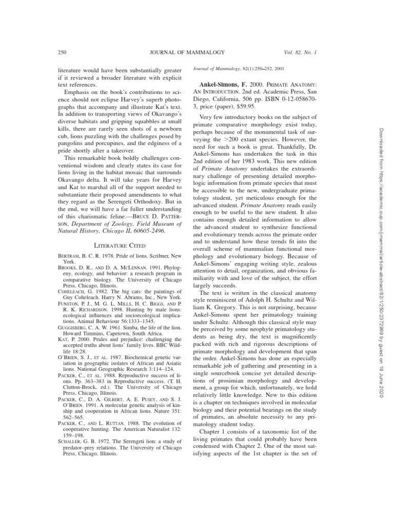 Primate Anatomy An Introduction | PDF | Tooth | Taxonomy (Biology)