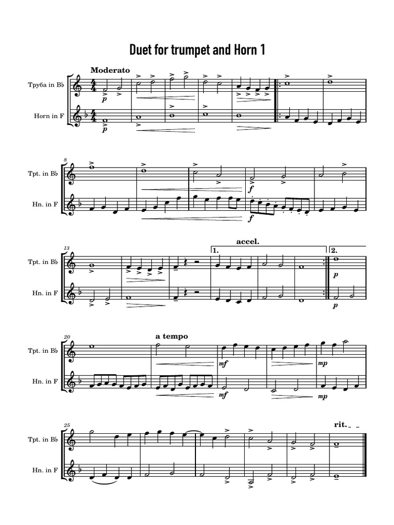 Duet For Trumpet and Horn | PDF | Elements Of Music | Musicology