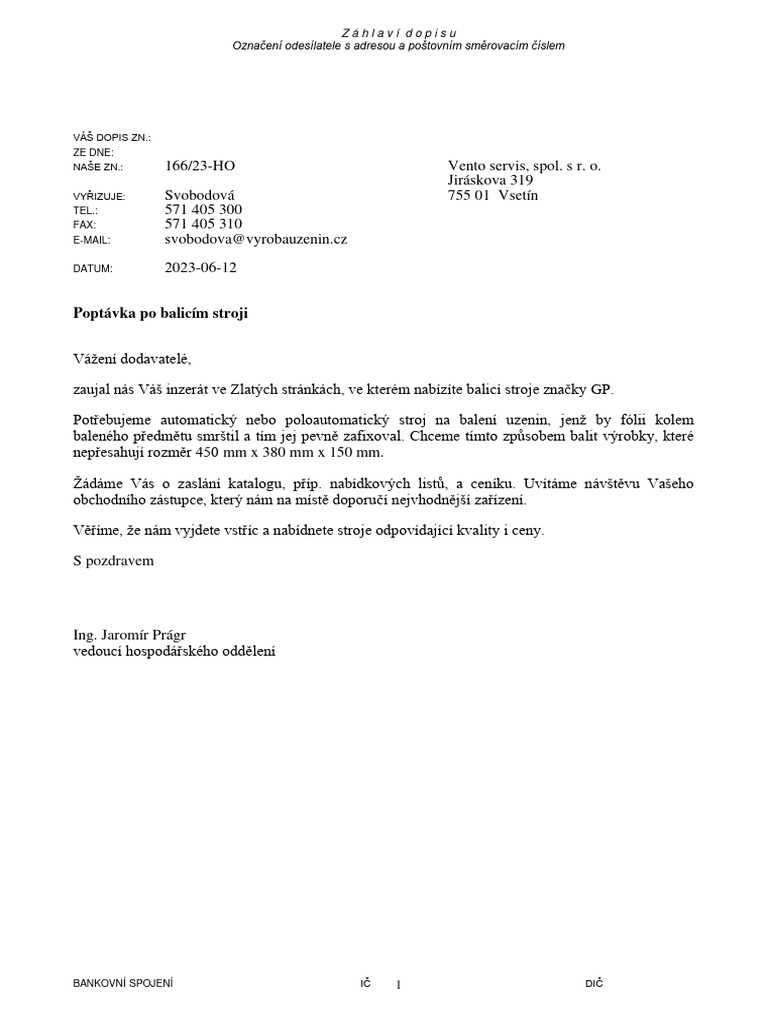 Vzorové Obchodní Dopisy | PDF