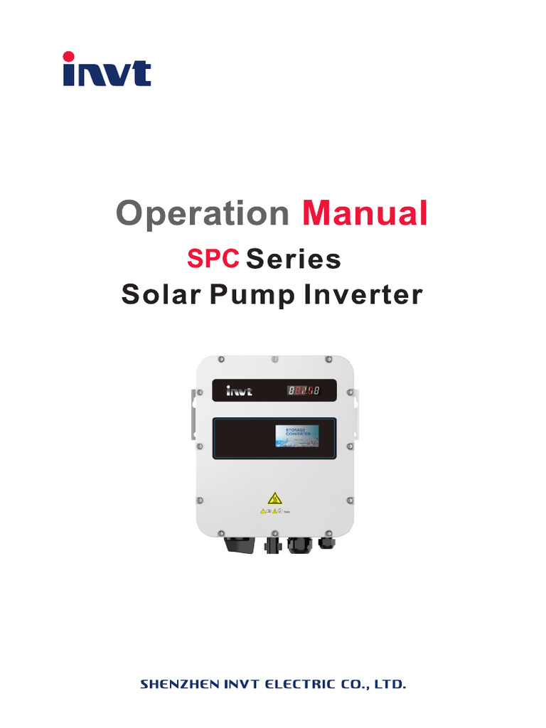 SPC Series Solar Pump Inverter Manual - V1.0 | PDF