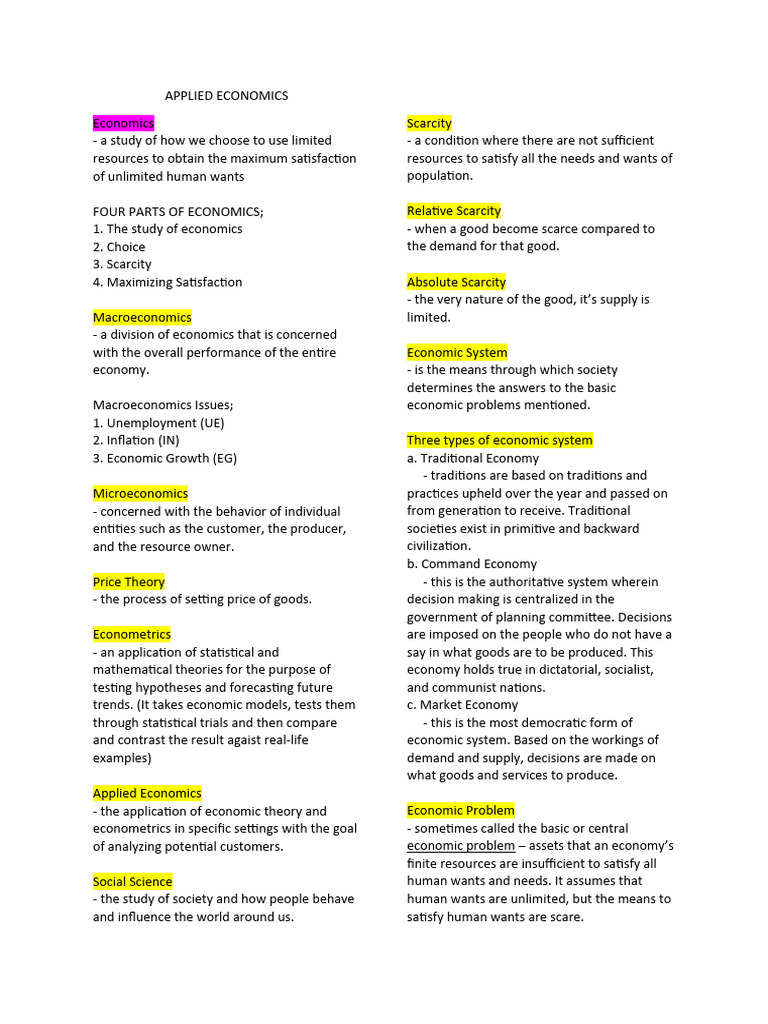 Applied Economics Overview | PDF