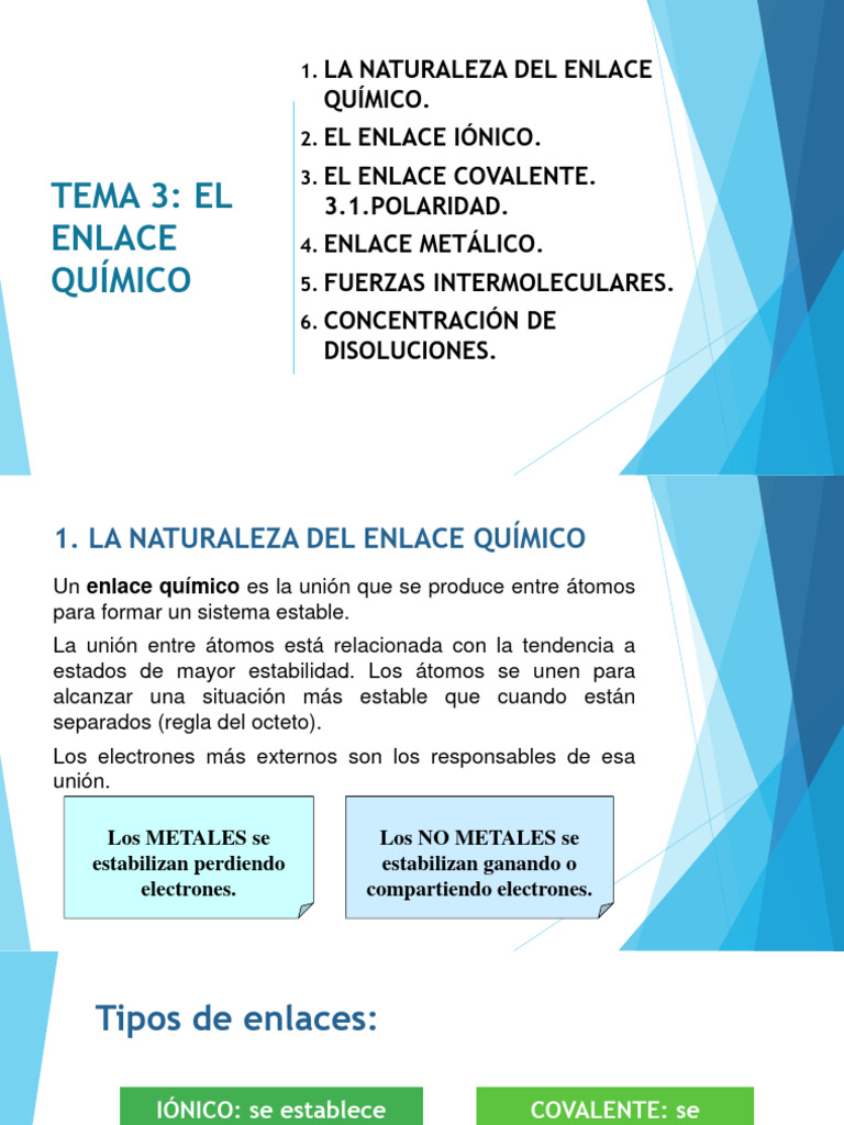 T3. El Enlace Quã Mico | PDF | Enlace químico | Enlace covalente