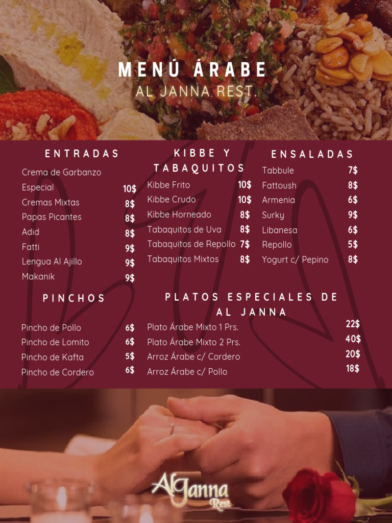 Menu Enamorado Al Janna 2024 | PDF | Mariscos | Cocina de las Americas