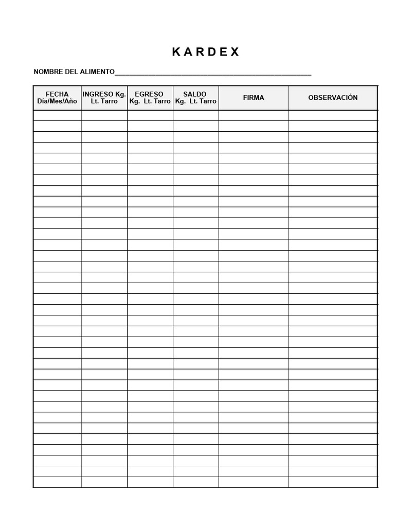Formato de Kardex 1 - 2023 | PDF | Tecnología e ingeniería