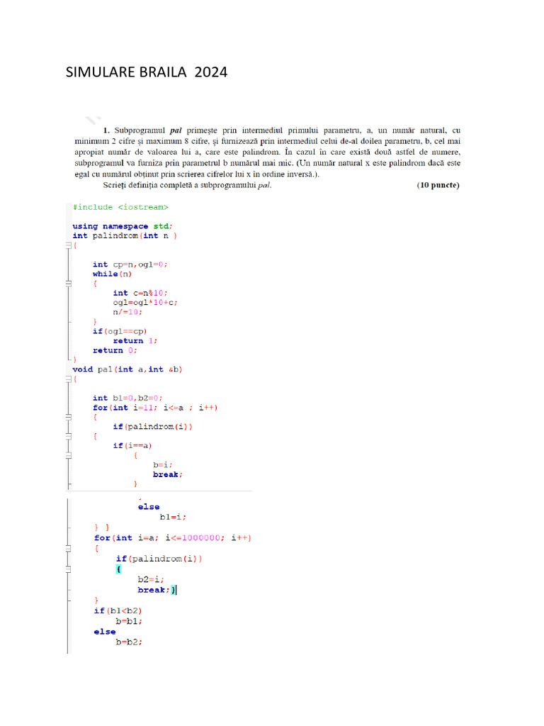 Simulare Braila 2024 | PDF