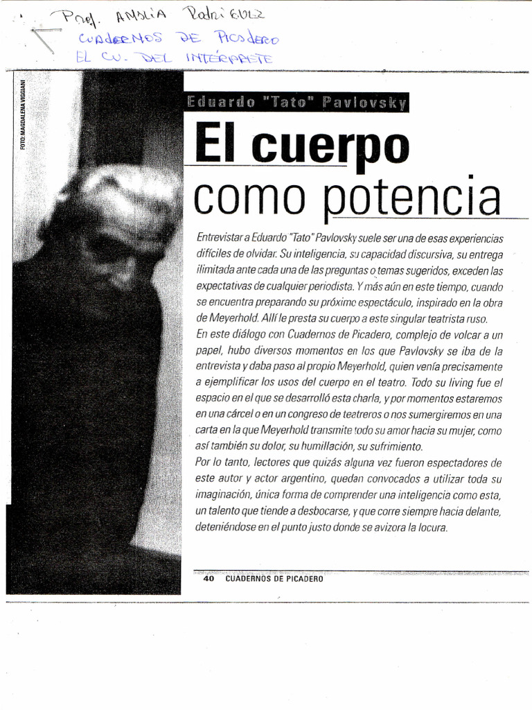 Pavlosky, Eduardo. El Cuerpo Como Potencia | PDF