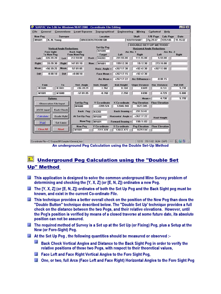 Underground Peg Calculation Method | PDF | Surveying | Computing